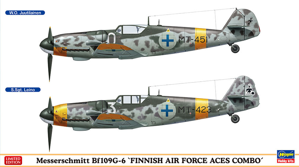 Hasegawa 1:72 Messerschmitt Bf 109 G-6, Finnish Air Force Aces Combo (Limited Edition) 02259