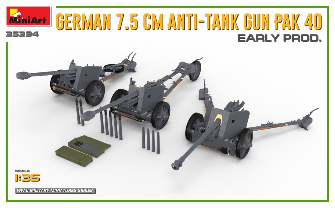 MiniArt 1:35 Nemecko 7,5 cm Anti-Tank Gun PaK 40 Early 35394