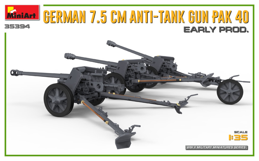 MiniArt 1:35 Nemecko 7,5 cm Anti-Tank Gun PaK 40 Early 35394