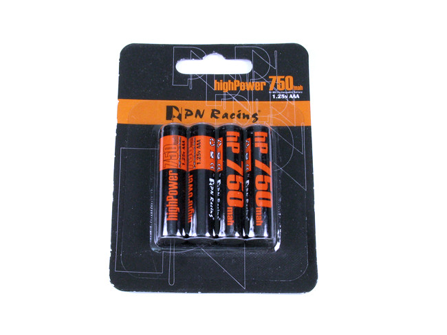 PN Racing High Power 750mAh NiMh Rechargeable AAA Battery (4 pcs)